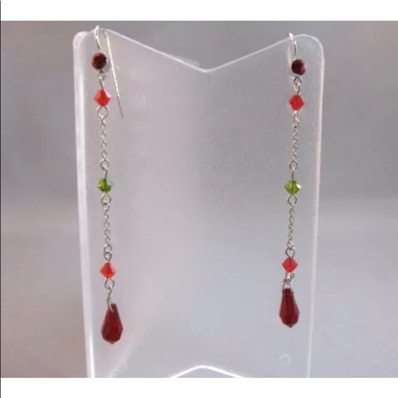 Jewelry | Red Crystal Long Dangle Hanging Earrings | Poshmark